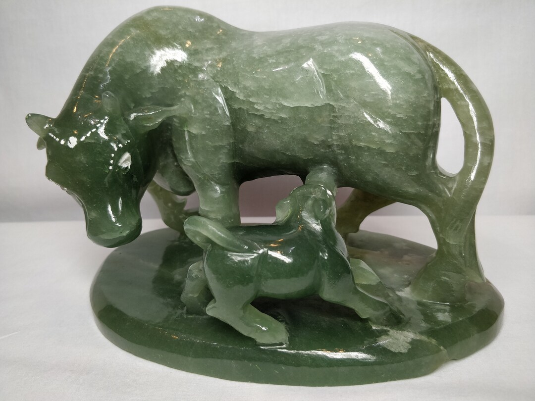 Jade Koe standbeeld Shiva Nandi standbeeld Edelsteen dieren - Etsy België