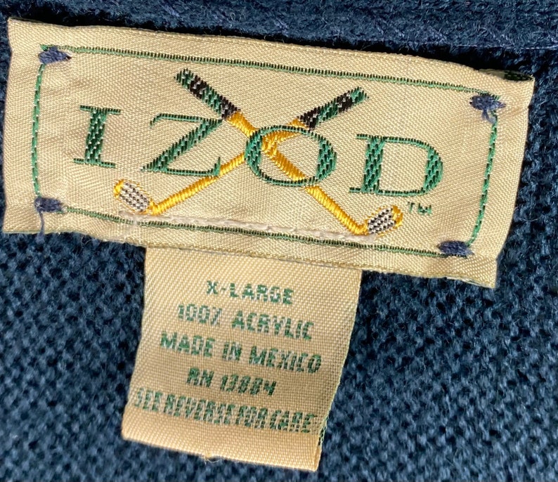 Vtg 70s 80s Izod Mens XL Cardigan Sweater Navy Blue V-neck Grandpa ...