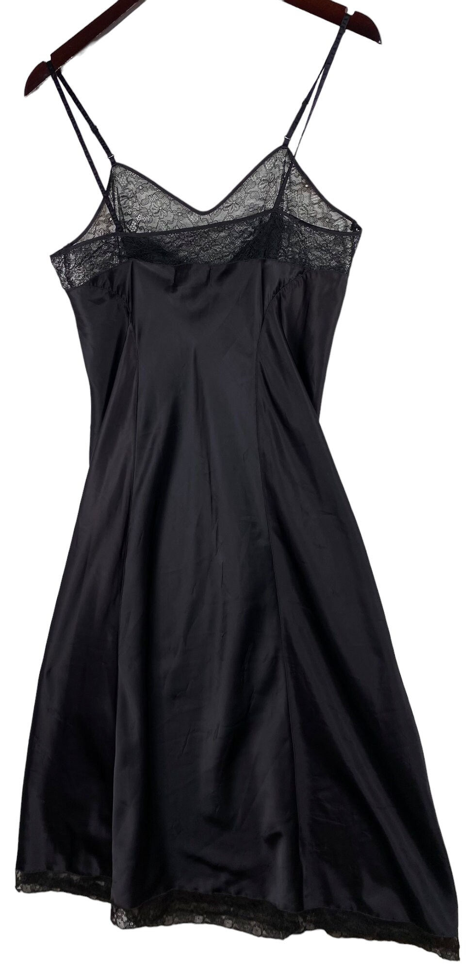 Vtg 40s 50s Barbizon Nightgown Lingerie Slip 14 Xl Black Satin Etsy