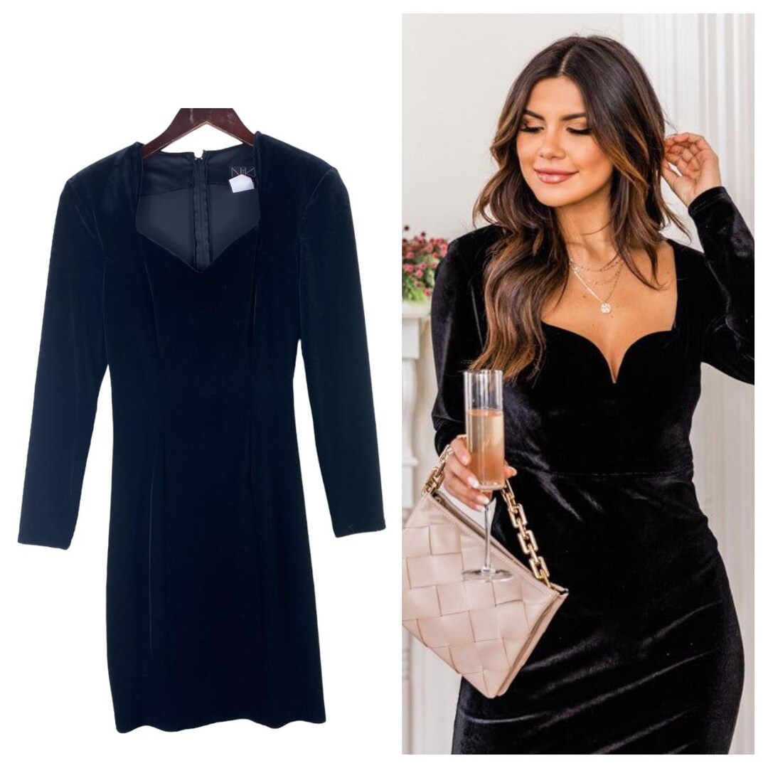 Vtg 90s Y2K Niki Livas Dress Sz 4 Small Velour Velvet Black Evening ...