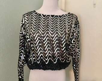 Silver sequin top | Etsy