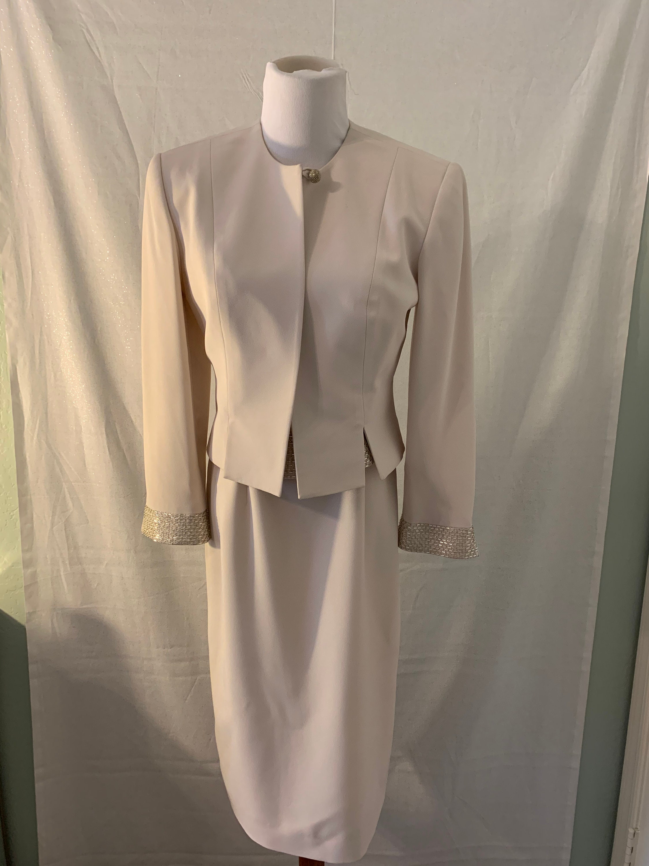 Daymor Petite Beautiful Two Piece Beaded Lined Cream Dress and - Etsy