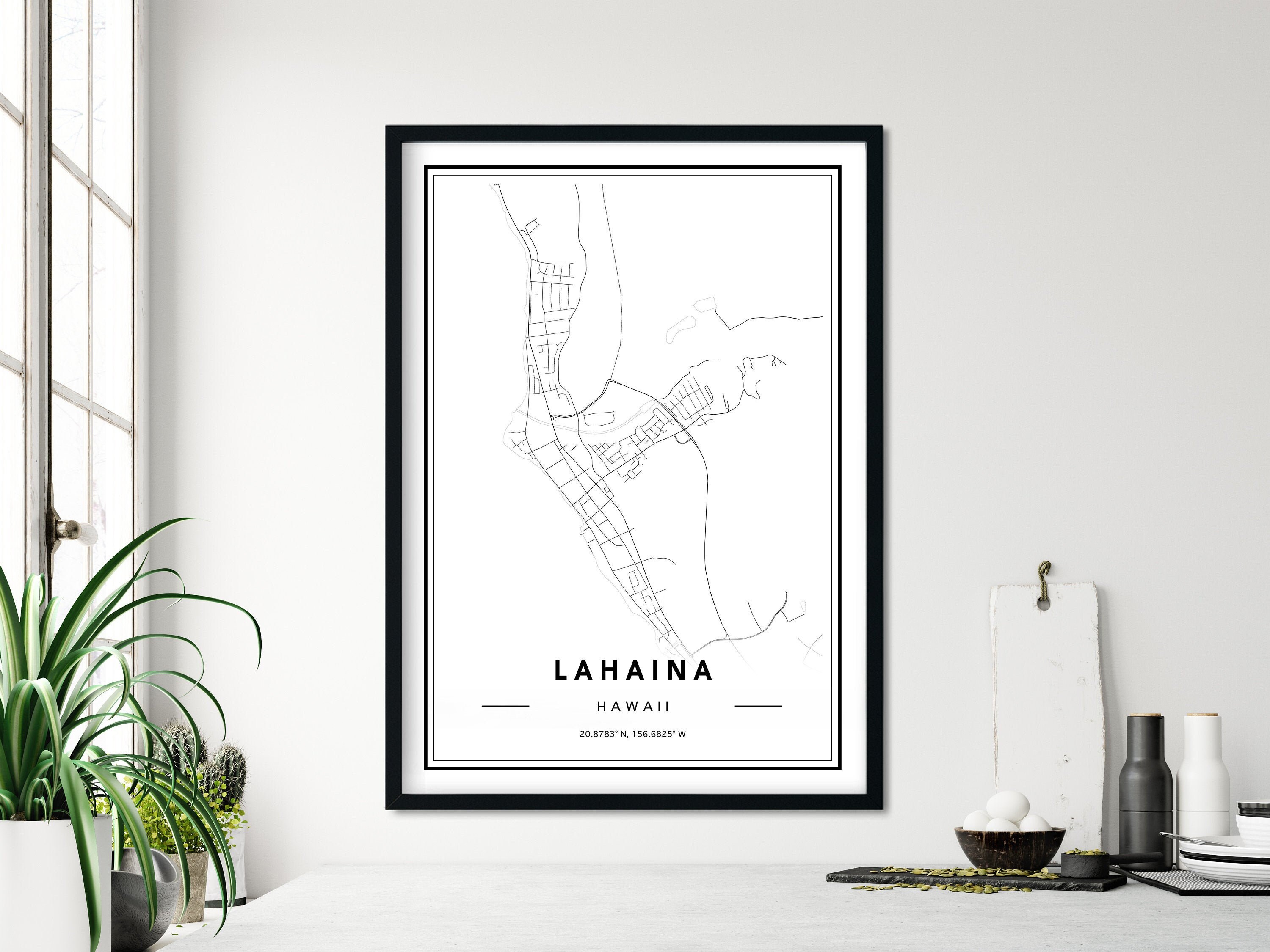 Lahaina Map Print Custom City Map Map Of Lahaina Hawaii | Etsy