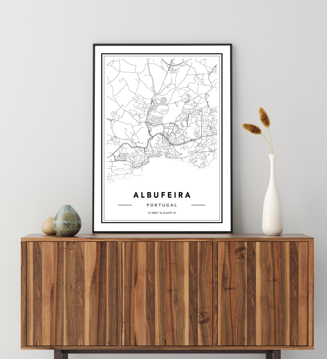 Albufeira Portugal Map Custom Map Albufeira Map Poster | Etsy