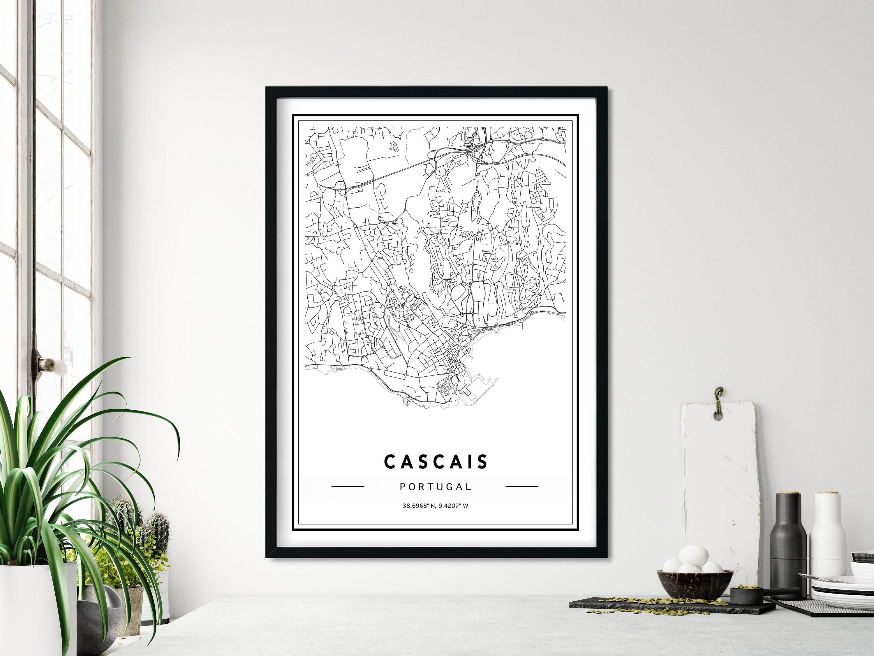 Cascais Map Print Cascais City Map Cascais Map Wall Art Map | Etsy