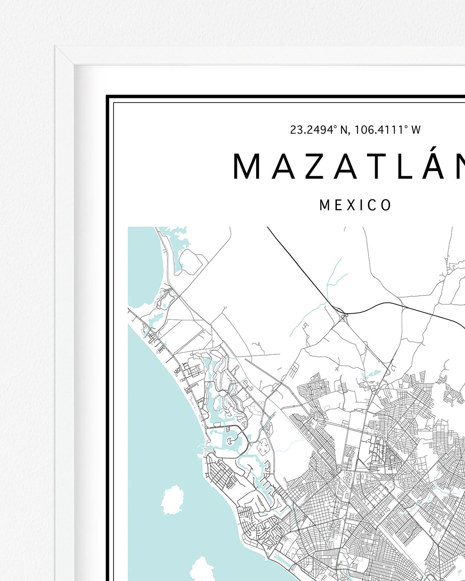 Mazatlan Map Print Custom Map Print Mazatlan City Map Print | Etsy