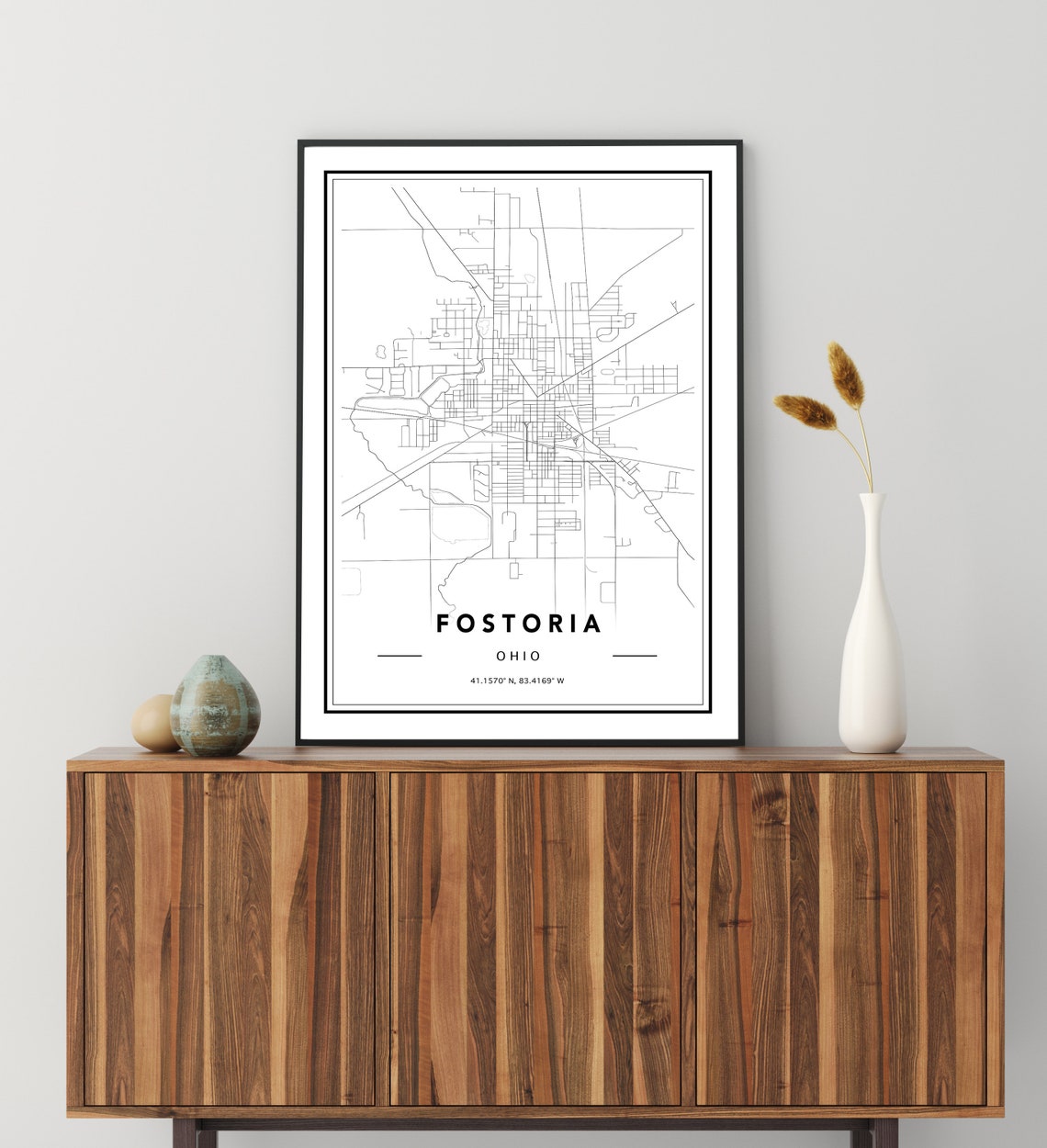 Fostoria Ohio Map Print Custom Maps Fostoria Map Map Of | Etsy