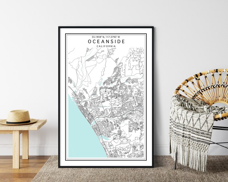 Oceanside Map Print Map Of Oceanside ca Oceanside Map | Etsy
