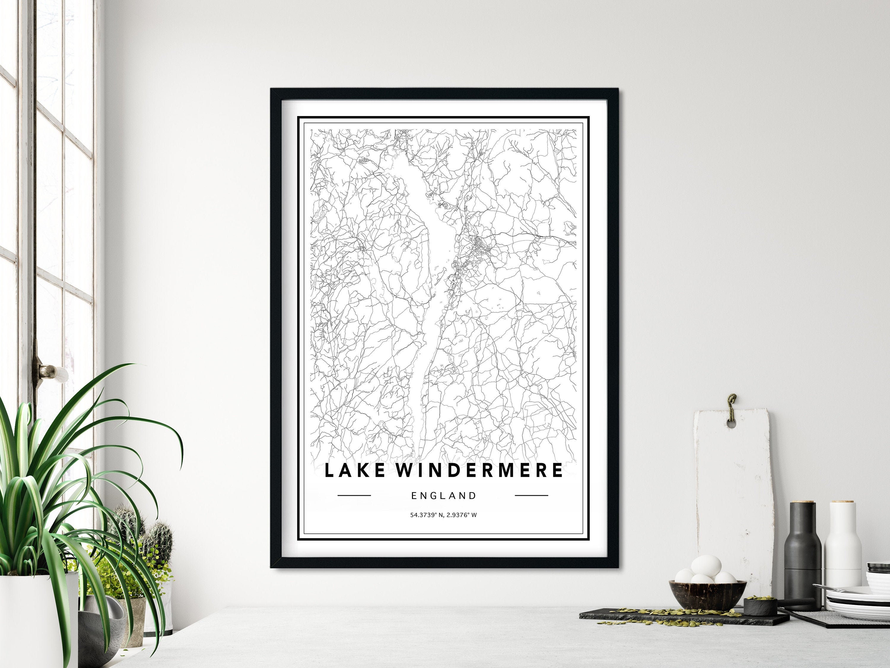Lake Windermere Map Print Custom City Map Map Of Lake | Etsy