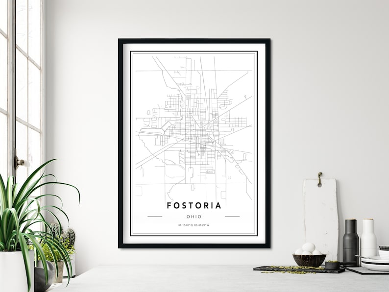Fostoria Ohio Map Print Custom Maps Fostoria Map Map Of | Etsy
