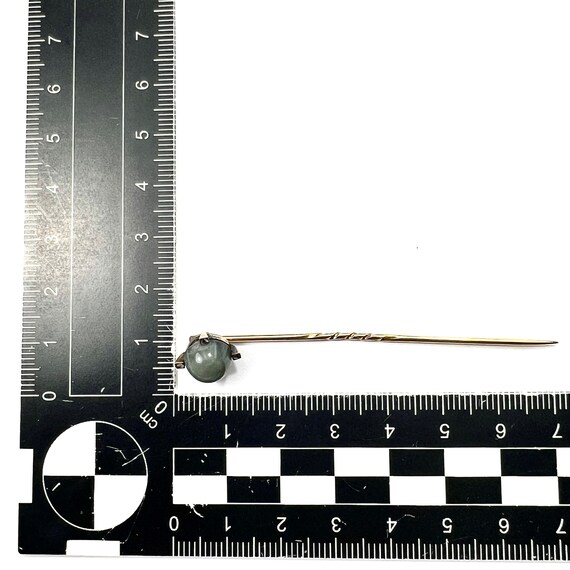 Antique 9CT Gold Rose Cut Diamond Green Stone Stick P… - Gem