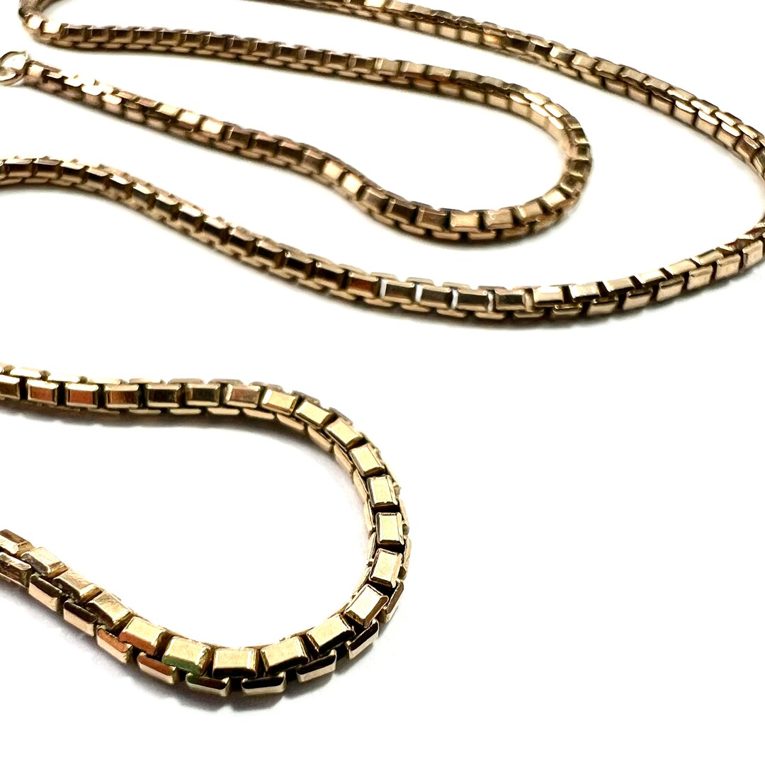 Vintage Solid 9CT Gold Mirror Box Chain Necklace • 9.4g - Etsy