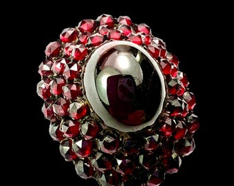 Antique Georgian Silver Garnet Carbuncle Paste Cluster Brooch - Etsy