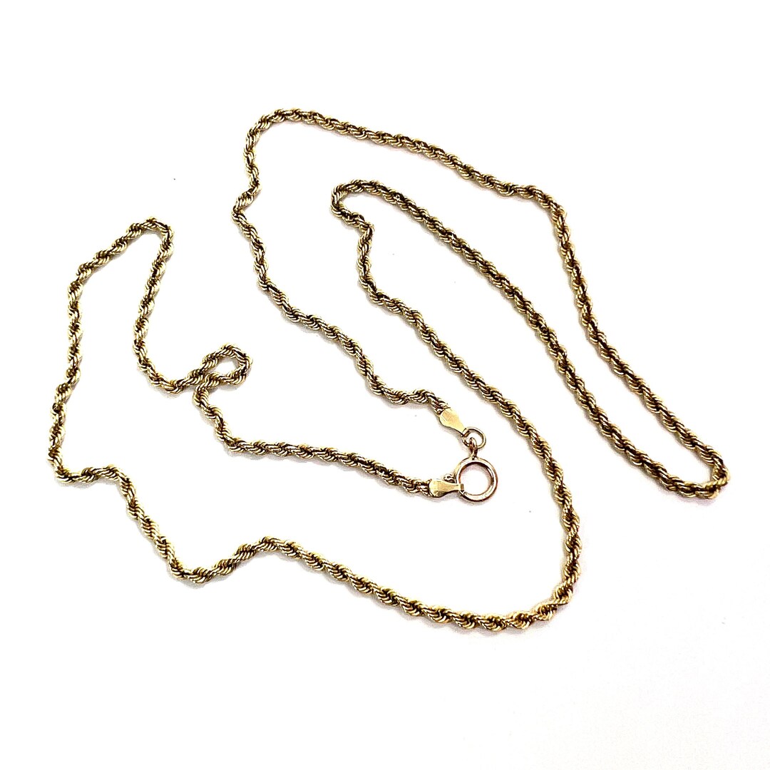 Vintage Solid 9CT Gold Rope Chain Necklace - Etsy