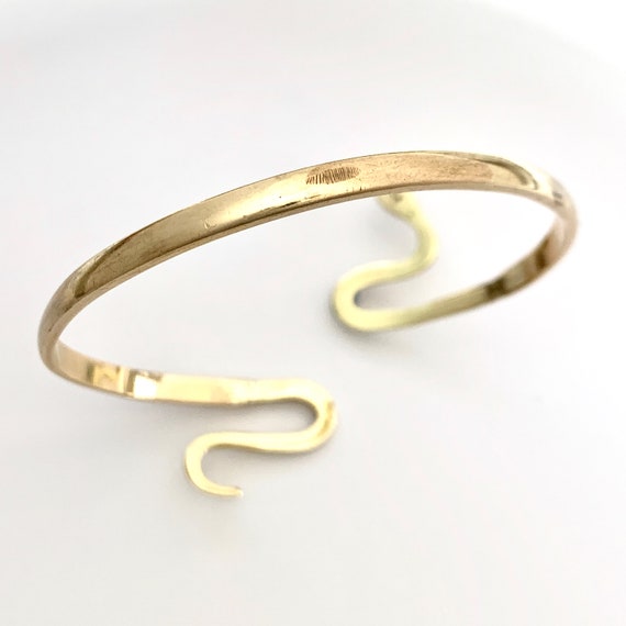 Vintage Diamond-set Solid Gold Snake Slave Bangle - Gem