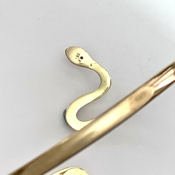 Vintage Diamond-set Solid Gold Snake Slave Bangle - Gem