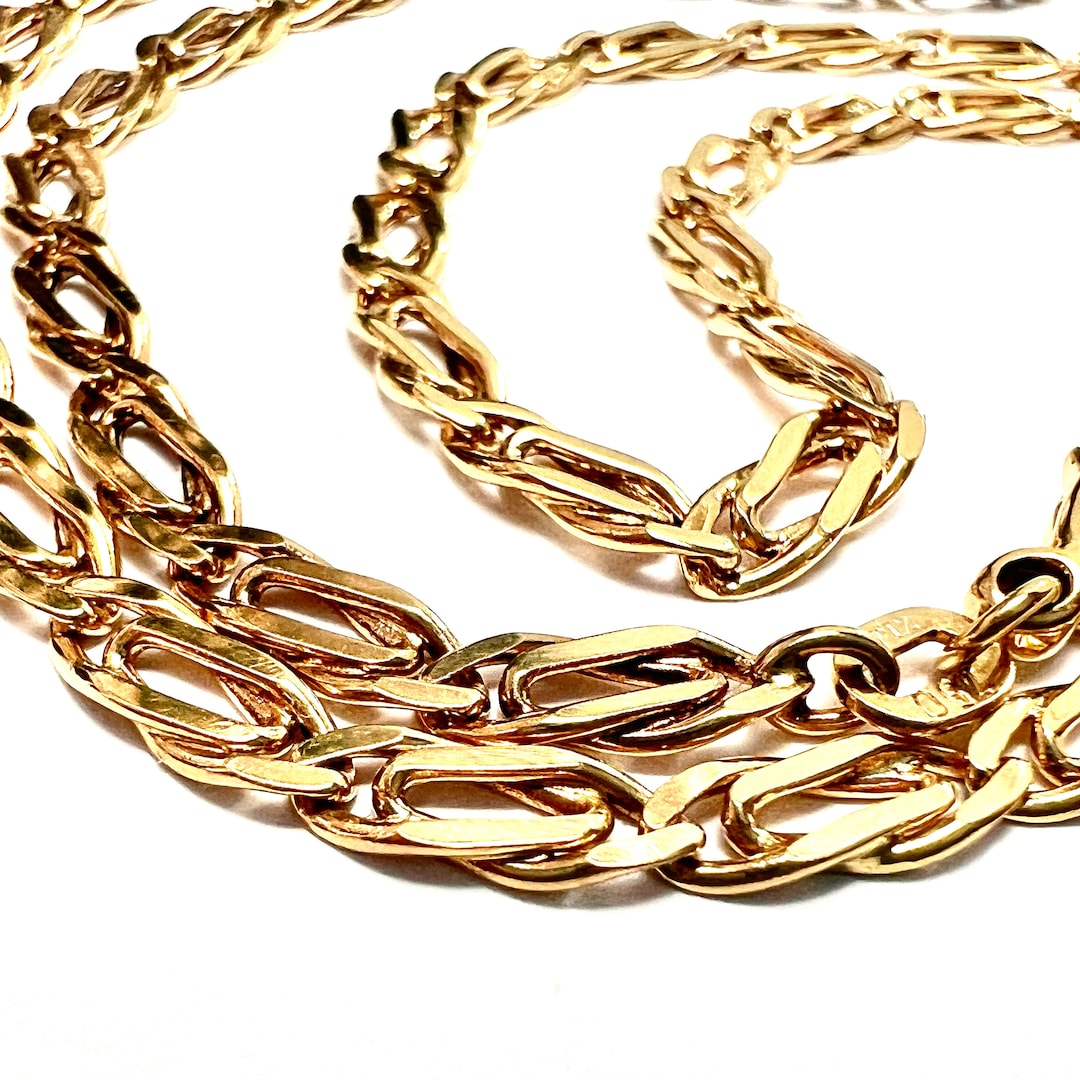 Vintage 18CT Gold Fancy Link Chain Necklace • Unisex 18 Inch - Etsy