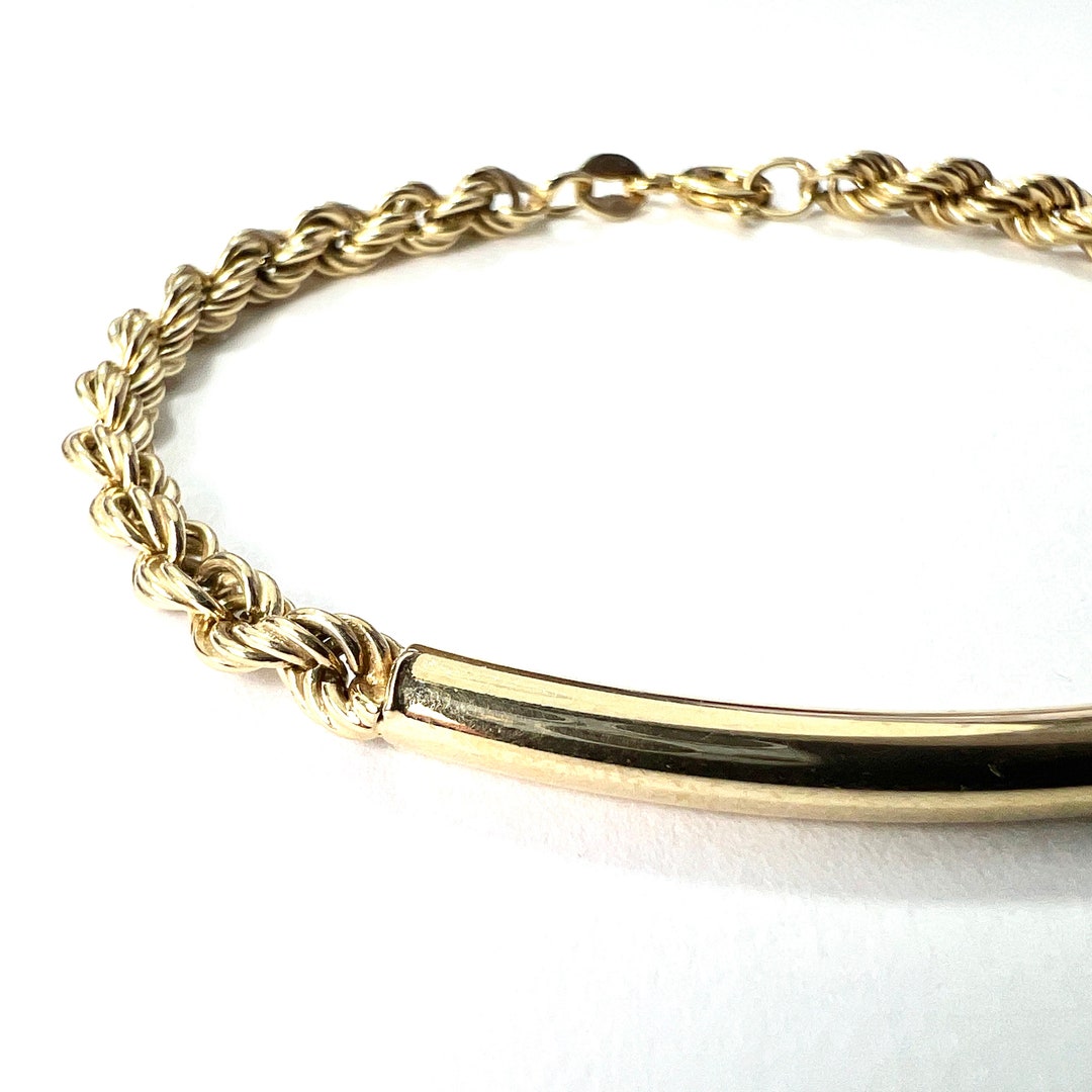 Vintage 9CT Gold Rope Twist Bracelet With Bar - Etsy