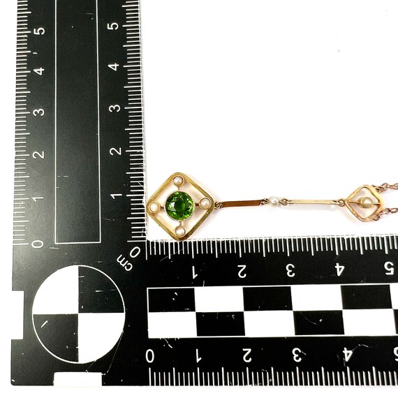 Antique Edwardian 9ct Gold Pearl Paste Peridot Neckla… Gem