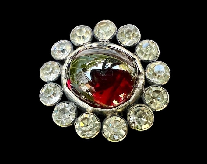 Antique Georgian Silver Garnet Carbuncle Paste Cluster Brooch - Etsy