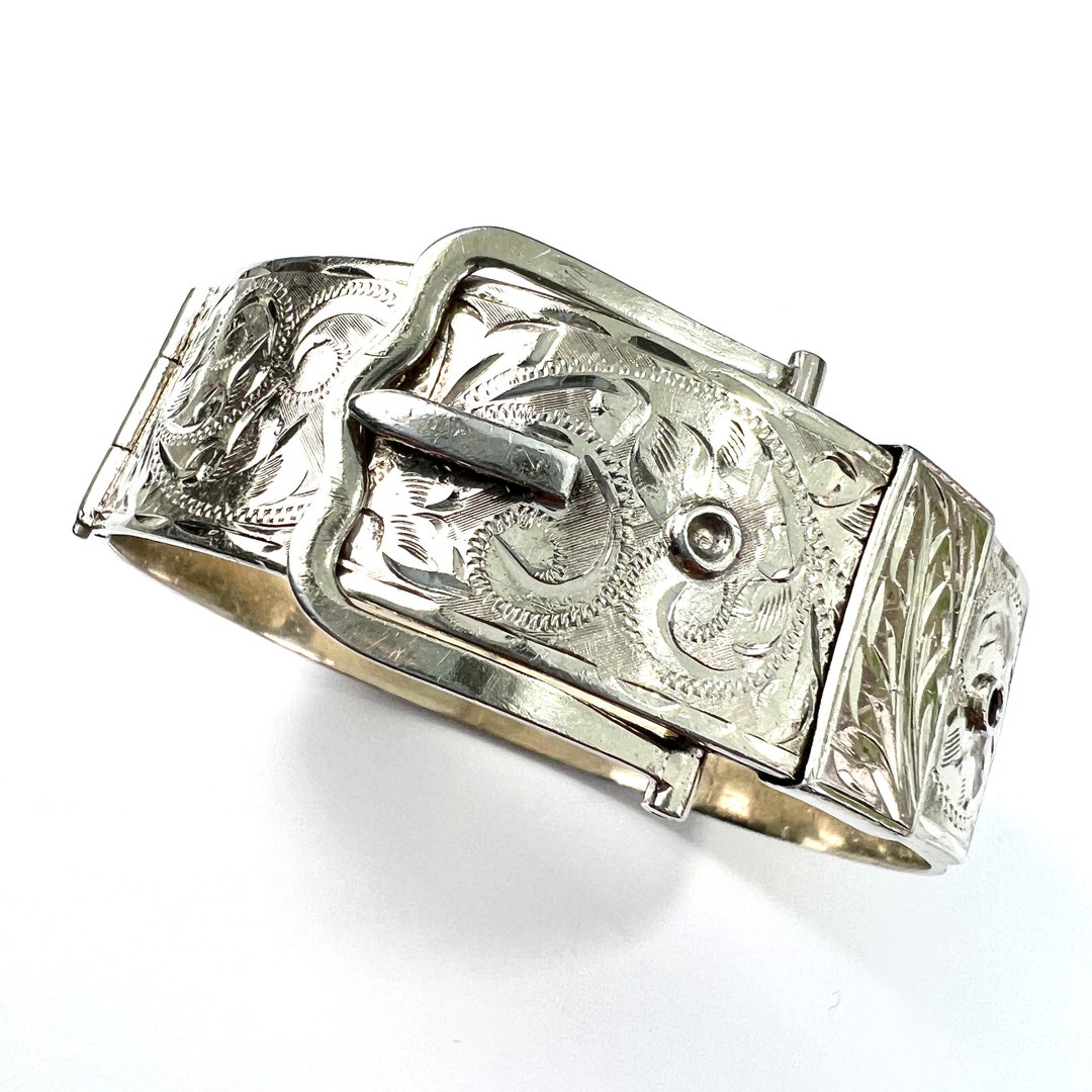 Vintage Sterling Silver Gilt Belt Buckle Cuff Bangle - Etsy