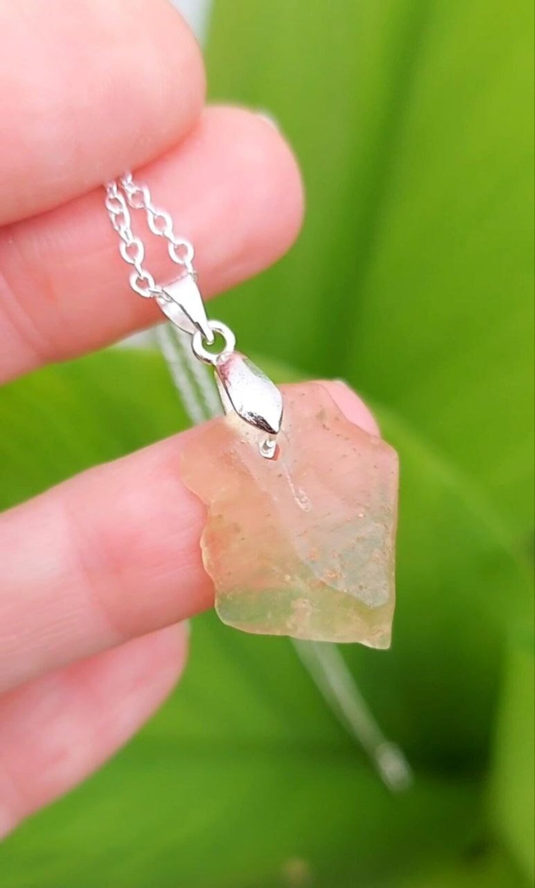 Libyan Desert Glass Necklace: Tektite Pendant, Silver Chain - Etsy