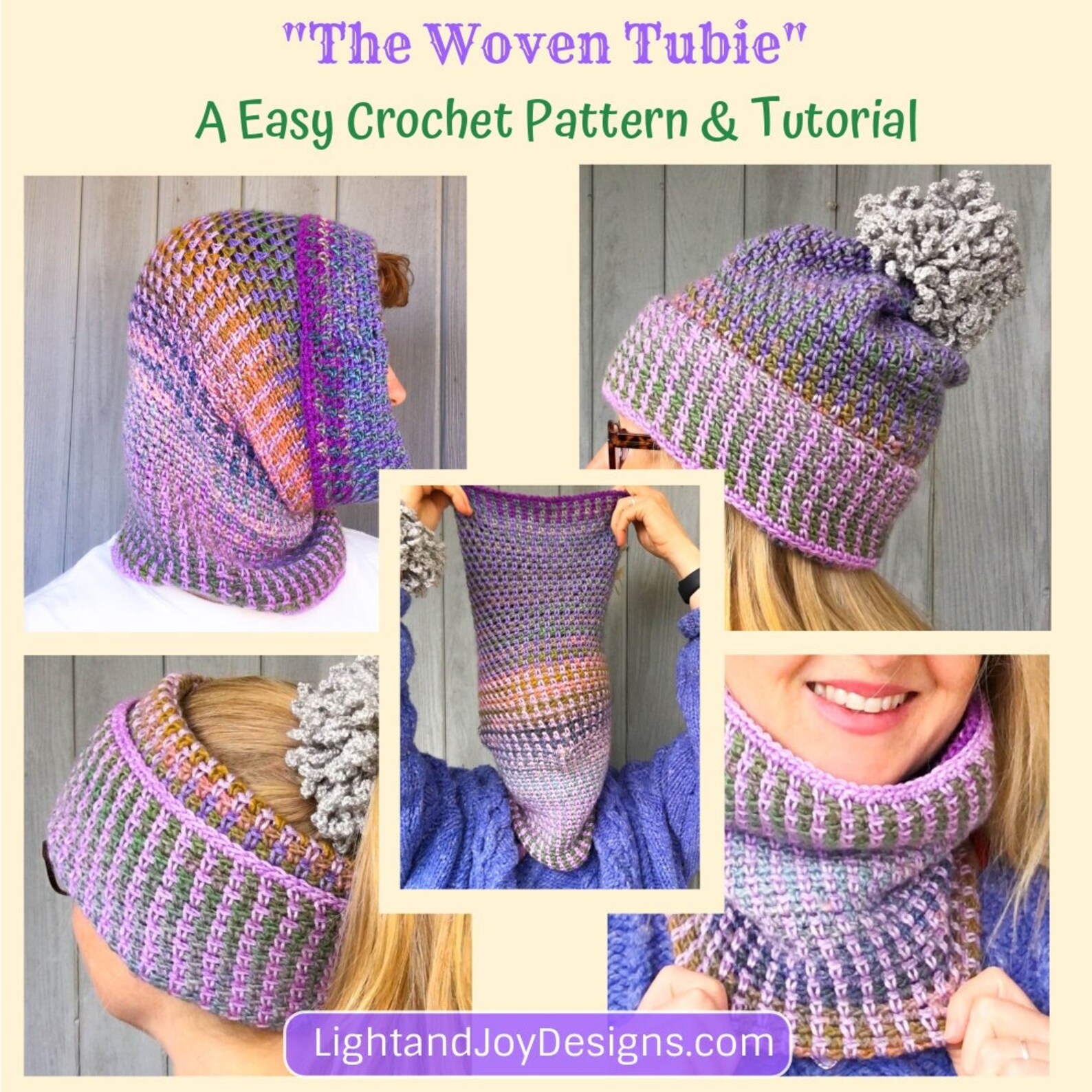 Crochet Cowl Hat Headband PDF Pattern - 3 Patterns in 1 - Instant ...