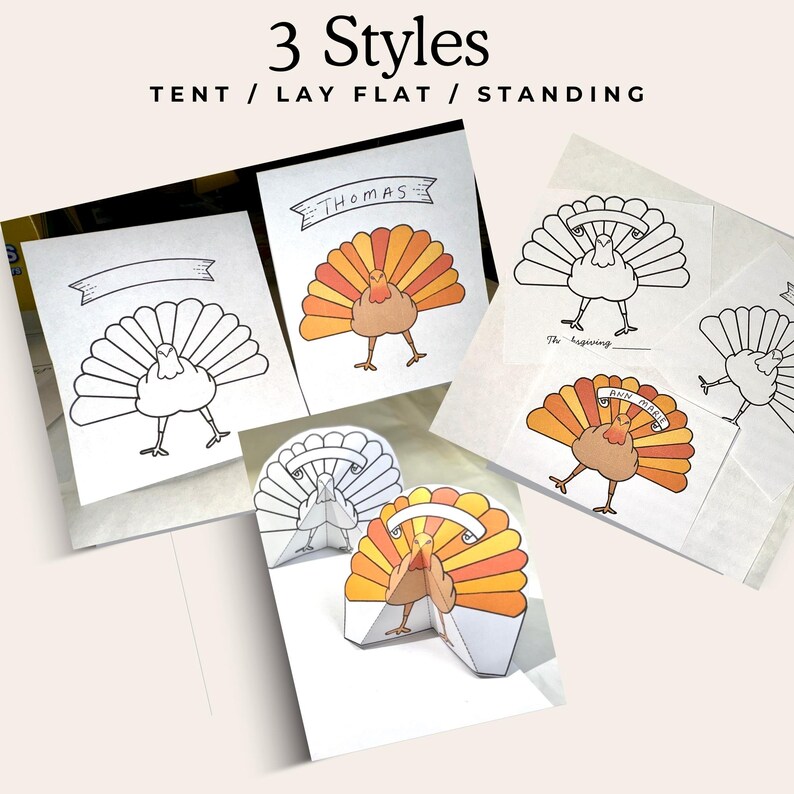 Turkey Christmas Place Cards Printable | DIY Thanksgiving Decor ...