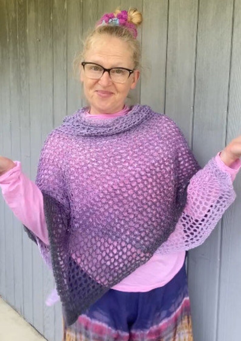 Simple Mesh Poncho Crochet Pattern Boho Crochet Poncho Sweater Top Digital Pdf Pattern Etsy