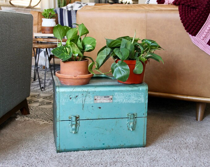 Sears Turquoise Tool Box, Craftsman Tool Box, Industrial Side Table ...