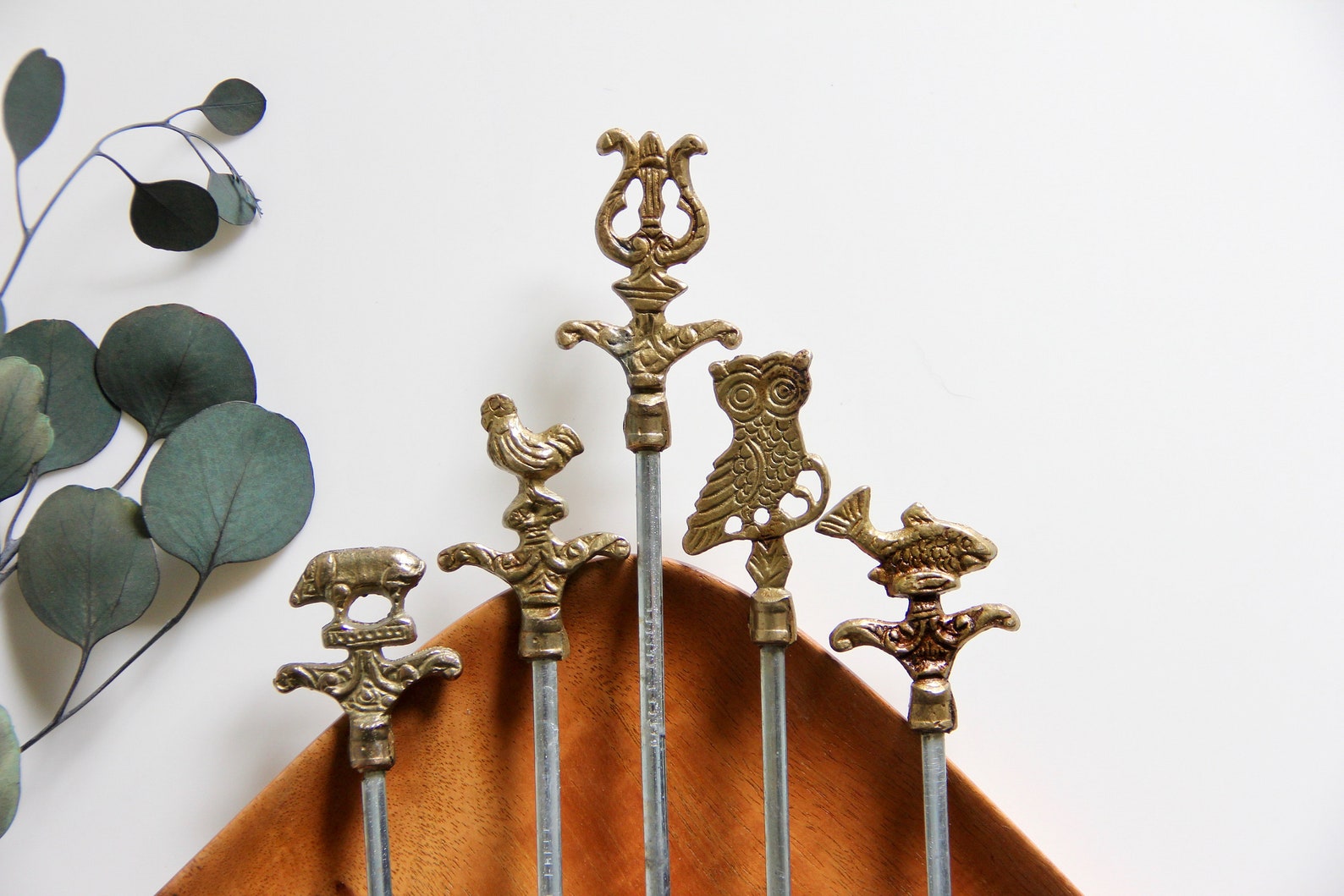 Vintage Brass Animal Skewer Set, Stainless Steel Grilling Sticks - Etsy