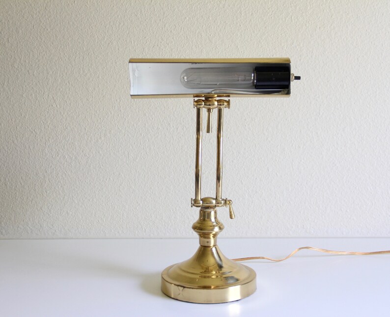 Vintage Brass Finished Library Lamp Brass Finished Bankers | Etsy