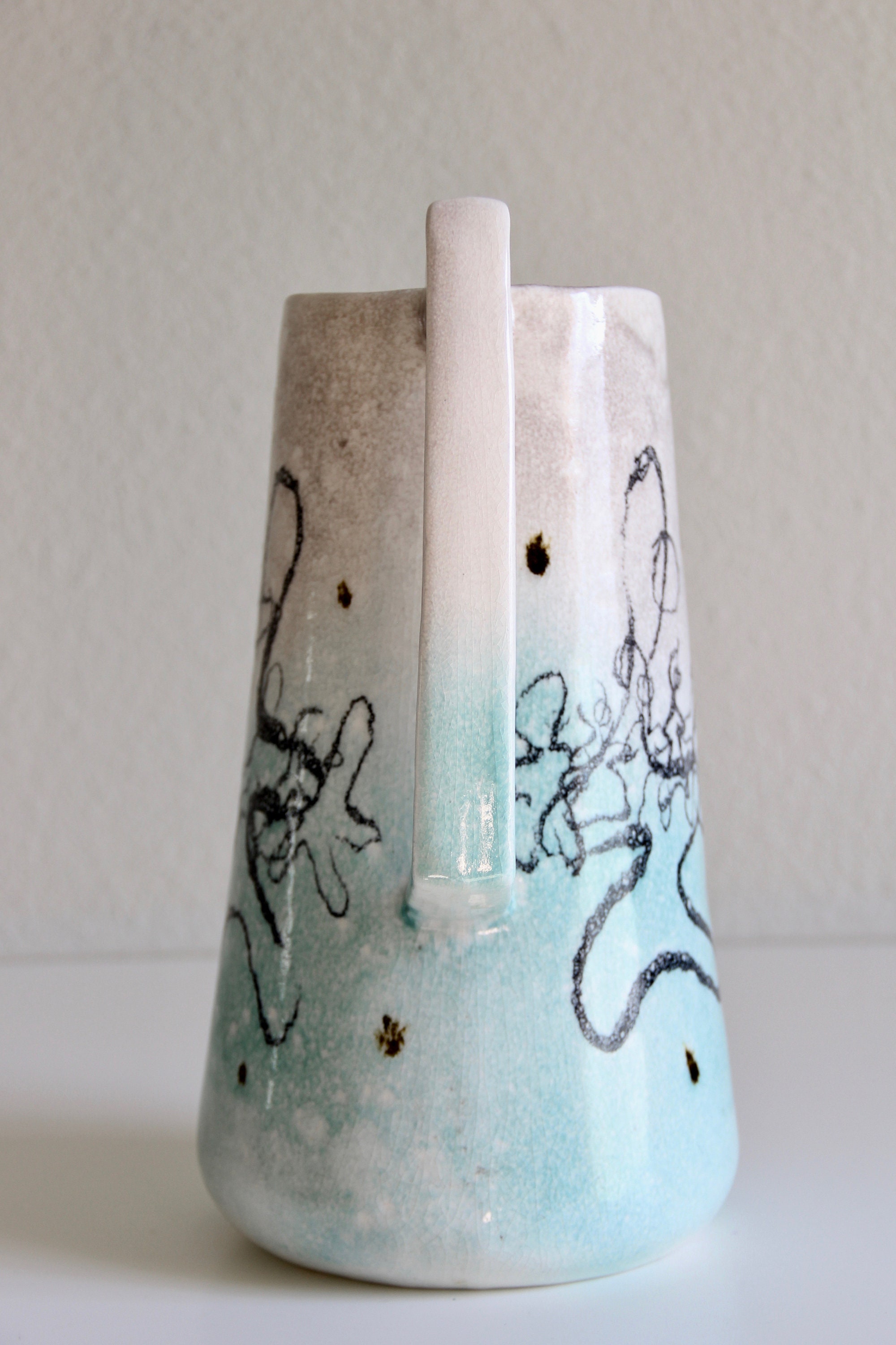 Mid Century Modern Ceramic Pitcher Vintage Aqua Pitcher | Etsy