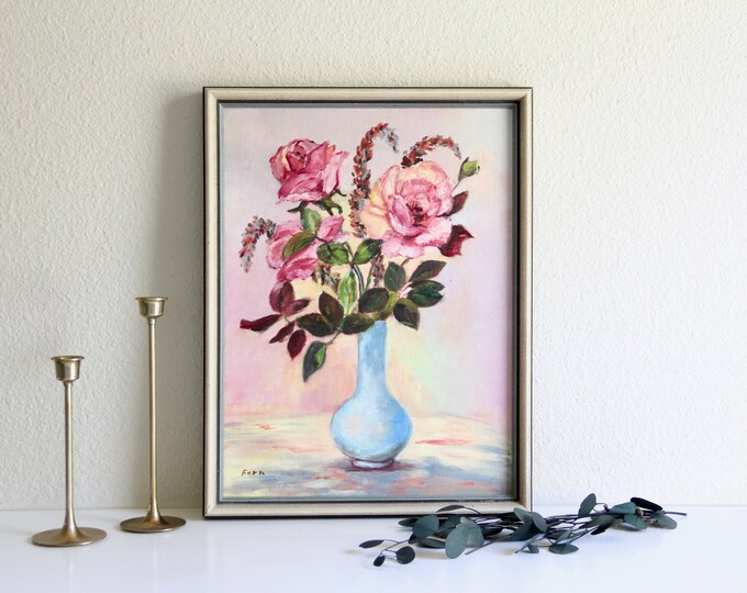Pink Roses Painting, Pink Flowers Still-life, Bertha Wegmann, High ...