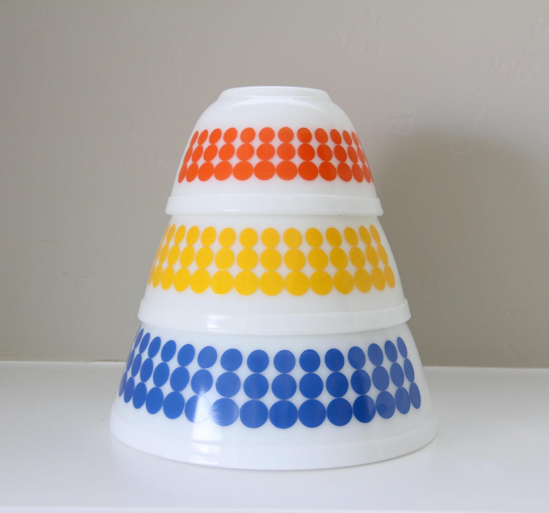 Vintage Pyrex Dot Bowl Set, Polka Dot Pyrex Bowls, Pyrex Dots Set ...