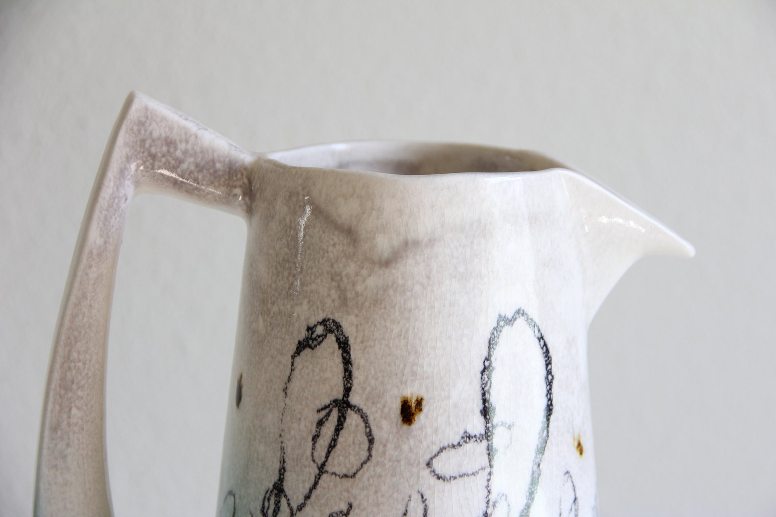 Mid Century Modern Ceramic Pitcher Vintage Aqua Pitcher | Etsy