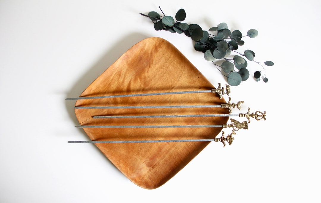 Vintage Brass Animal Skewer Set, Stainless Steel Grilling Sticks - Etsy