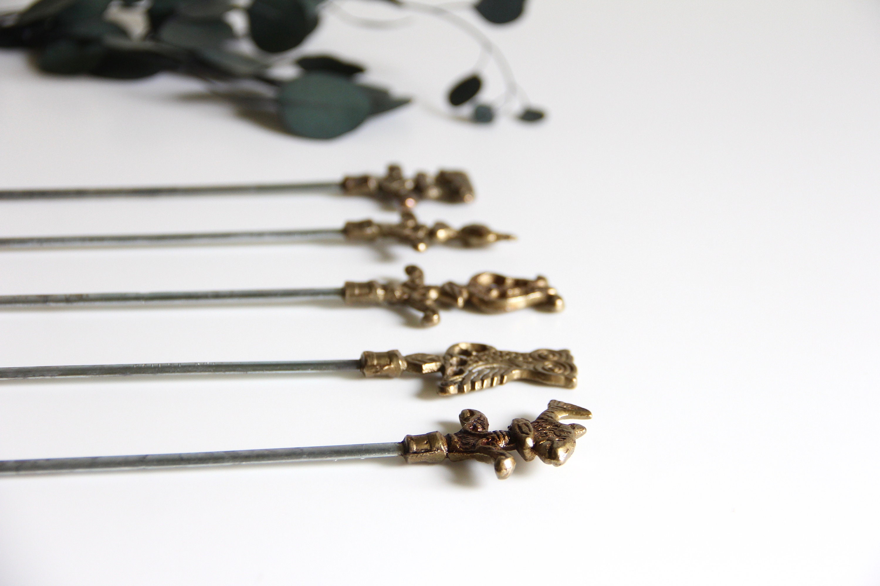 Vintage Brass Animal Skewer Set, Stainless Steel Grilling Sticks - Etsy