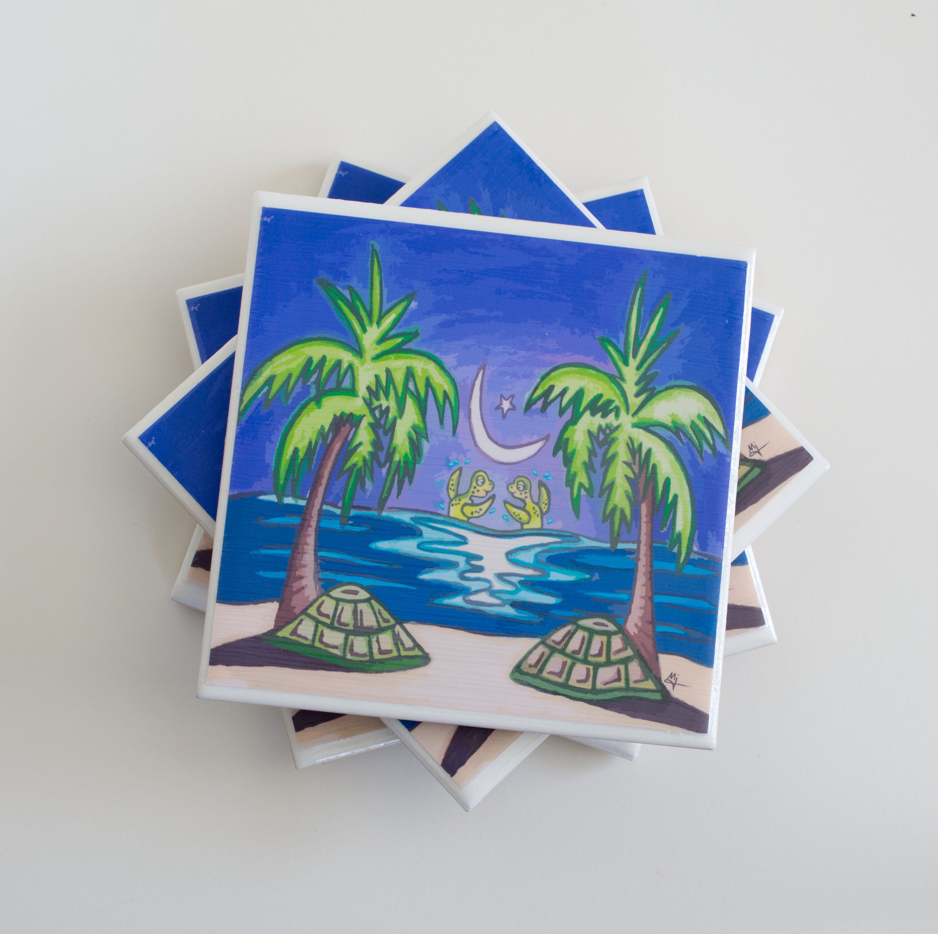 Tile Coaster-sea Turtles-florida Keys-tile Art-drink Coaster ...