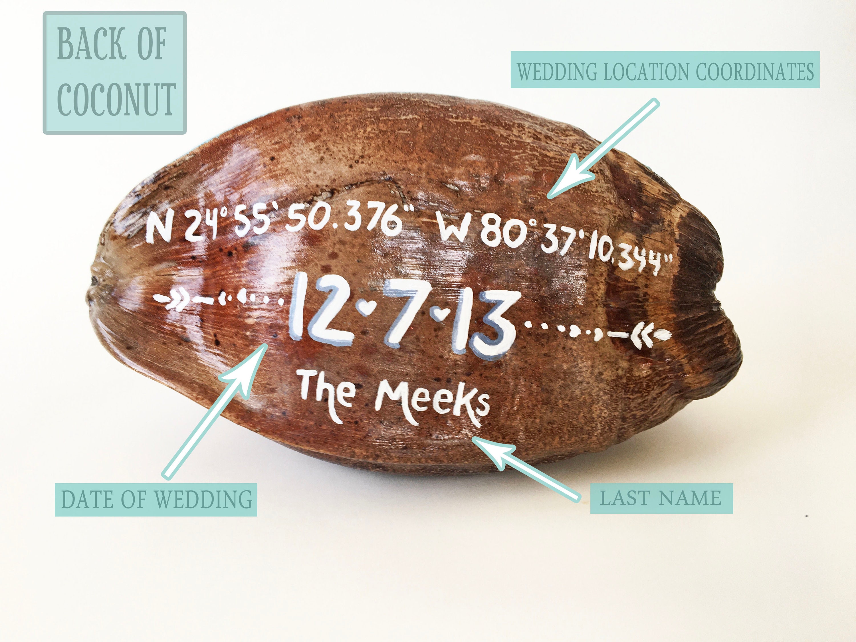 Custom Personalized Coconut for Wedding / Anniversary Gift- Hand ...