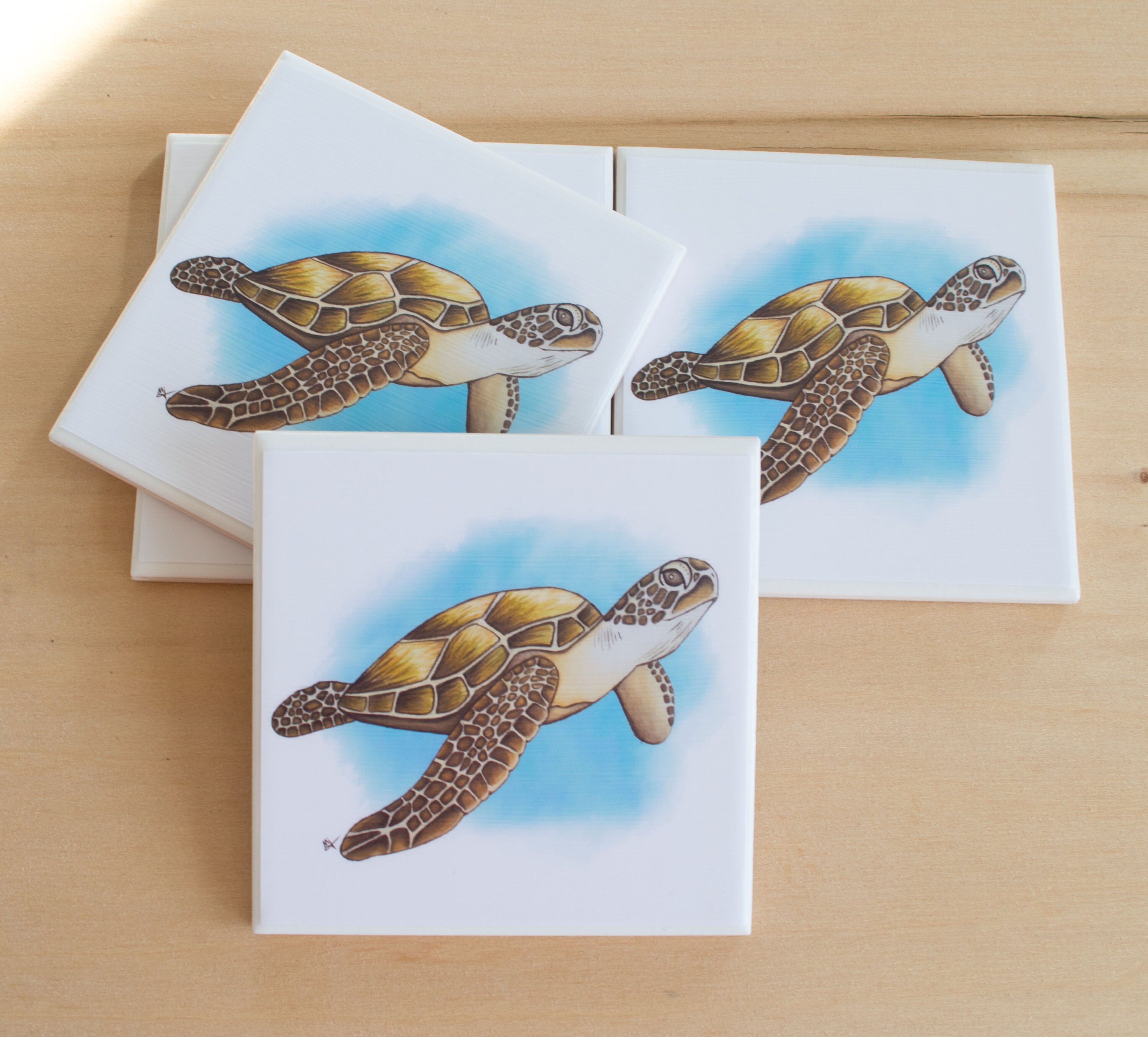 Tile Coaster-sea Turtle-florida Keys Art-decorative Tile Art-ocean Art ...