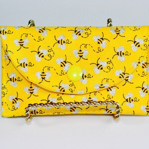 Sparkling Bee Fabric Gift Card Holder - Card Case - Credit Card Pouch ...