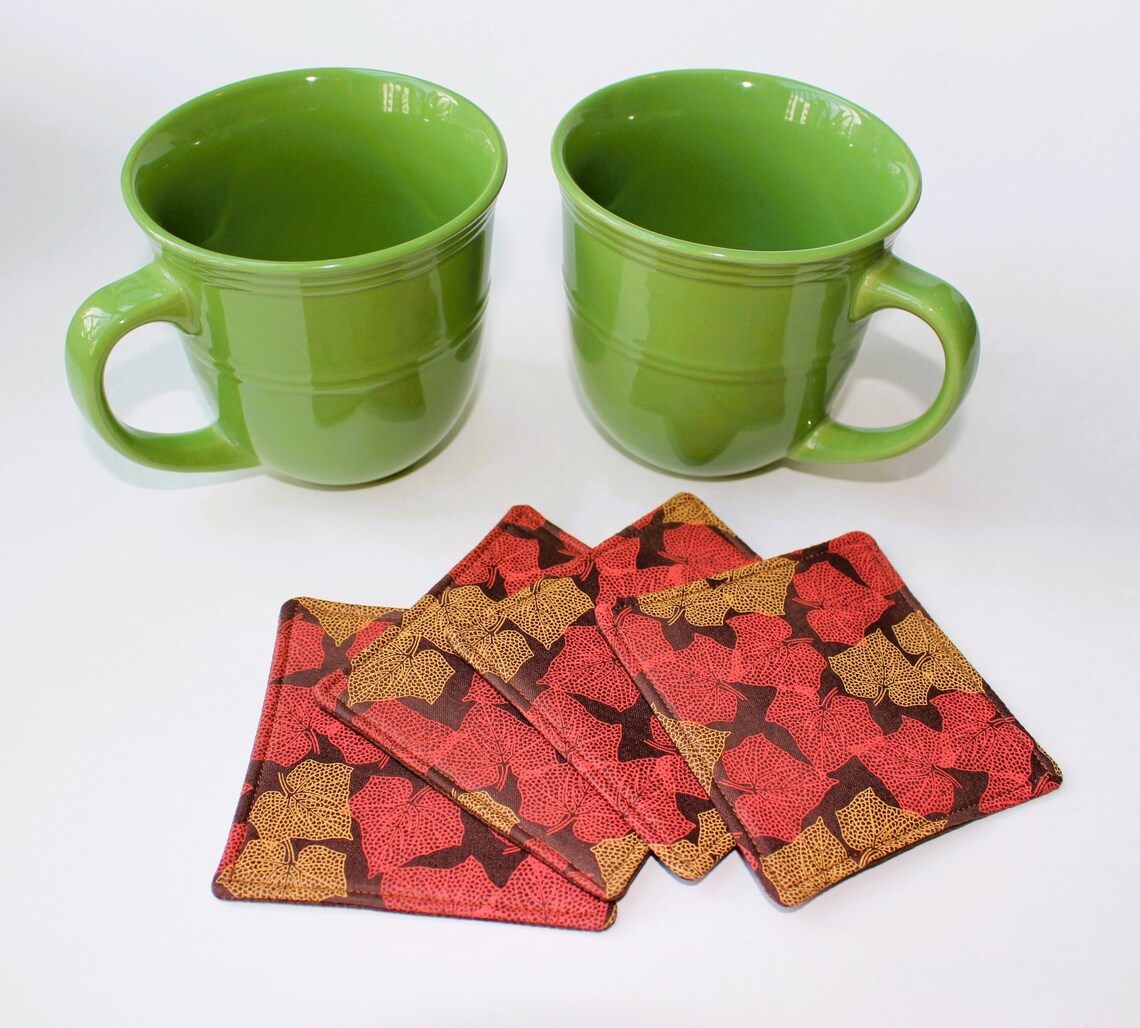 Fall Leaves Coasters - Mug Rug - Drink Coasters - Fall Decor - Set of 4 ...