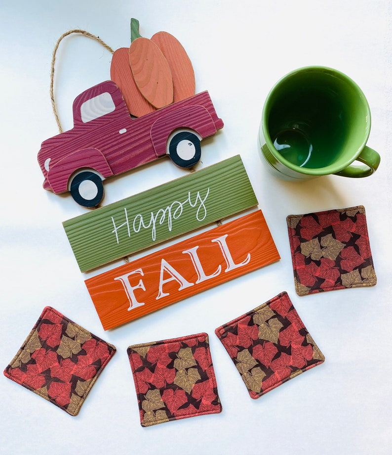 Fall Leaves Coasters - Mug Rug - Drink Coasters - Fall Decor - Set of 4 ...