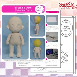 UPDATED PATTERN -- 10 & 15 Inch Chibi Plushie Base Pattern - Sewing ...
