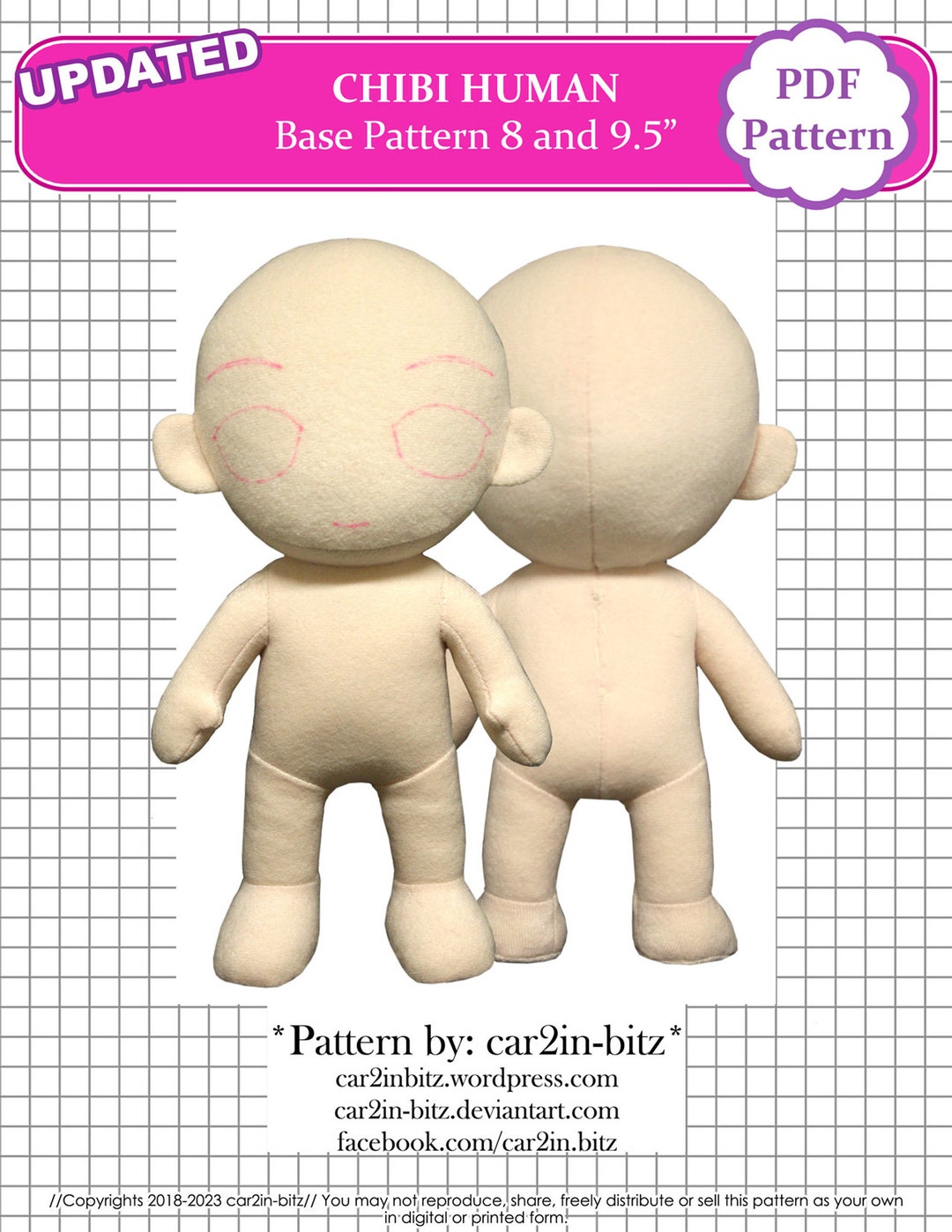 UPDATED -- DIGITAL Chibi Human Plushie Sewing Pattern - Etsy