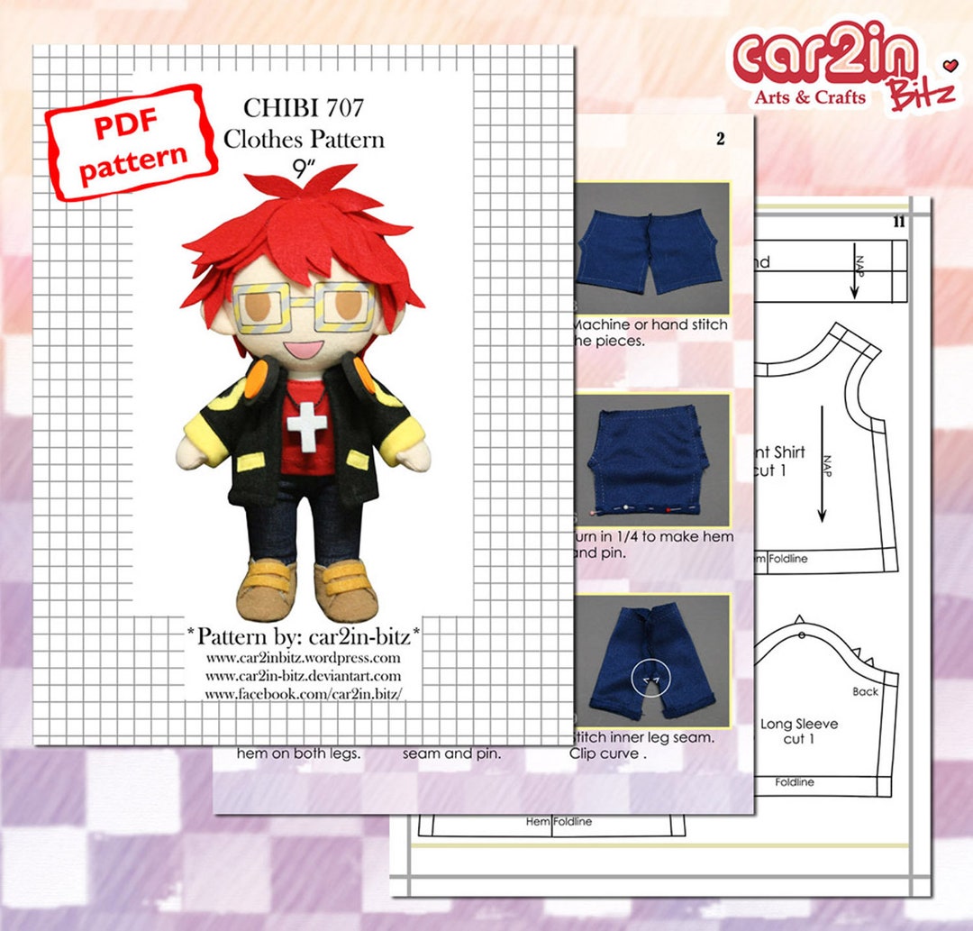 DIGITAL Chibi 707 Clothes Sewing Pattern -- Mystic Messenger - Etsy