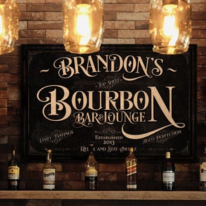 Personalized Bourbon Bar Sign | Bourbon Bar Sign | Bourbon Lounge Sign ...
