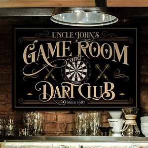 Personalized Game Room & Dart Club Sign | Custom Dart Club Sign ...