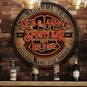 Personalized Sports Bar Sign | Round Bar Signs | Man Cave Wall Décor ...